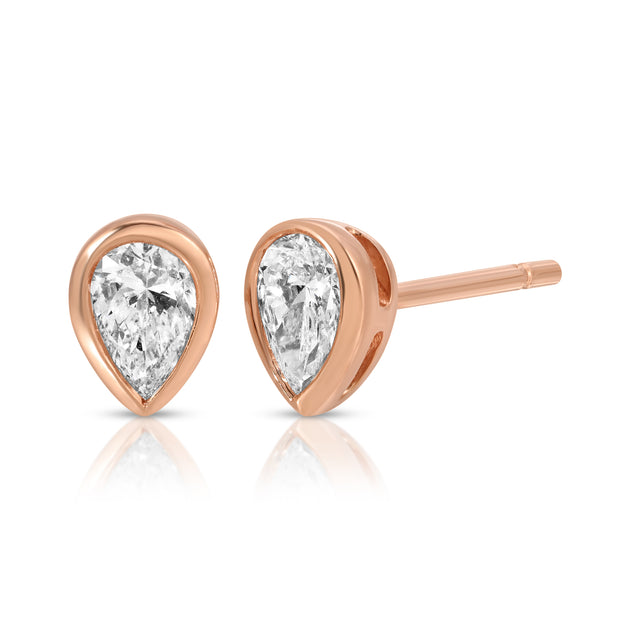PEAR BEZEL DIAMOND STUDS – Anita Ko