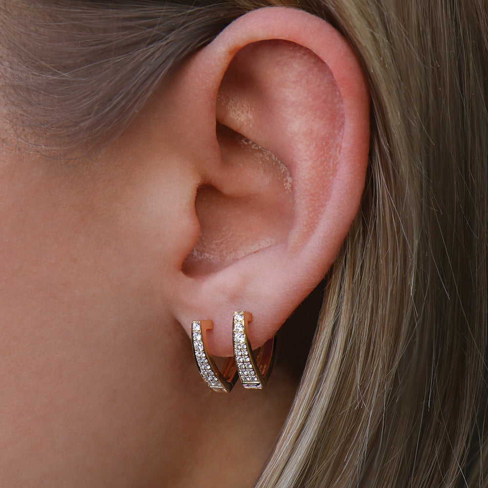 TRIANGLE SHAPED 2 ROW DIAMOND HUGGIES – Anita Ko