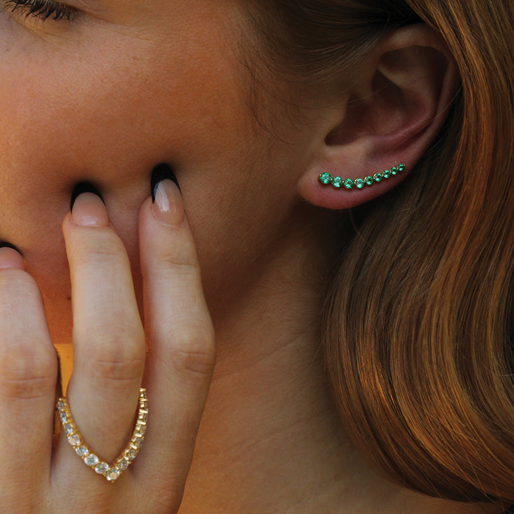FLOATING EMERALD EARRING – Anita Ko