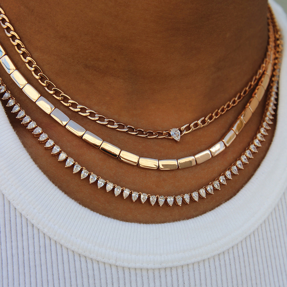 CHAIN LINK CHOKER WITH PEAR DIAMOND CENTER – Anita Ko