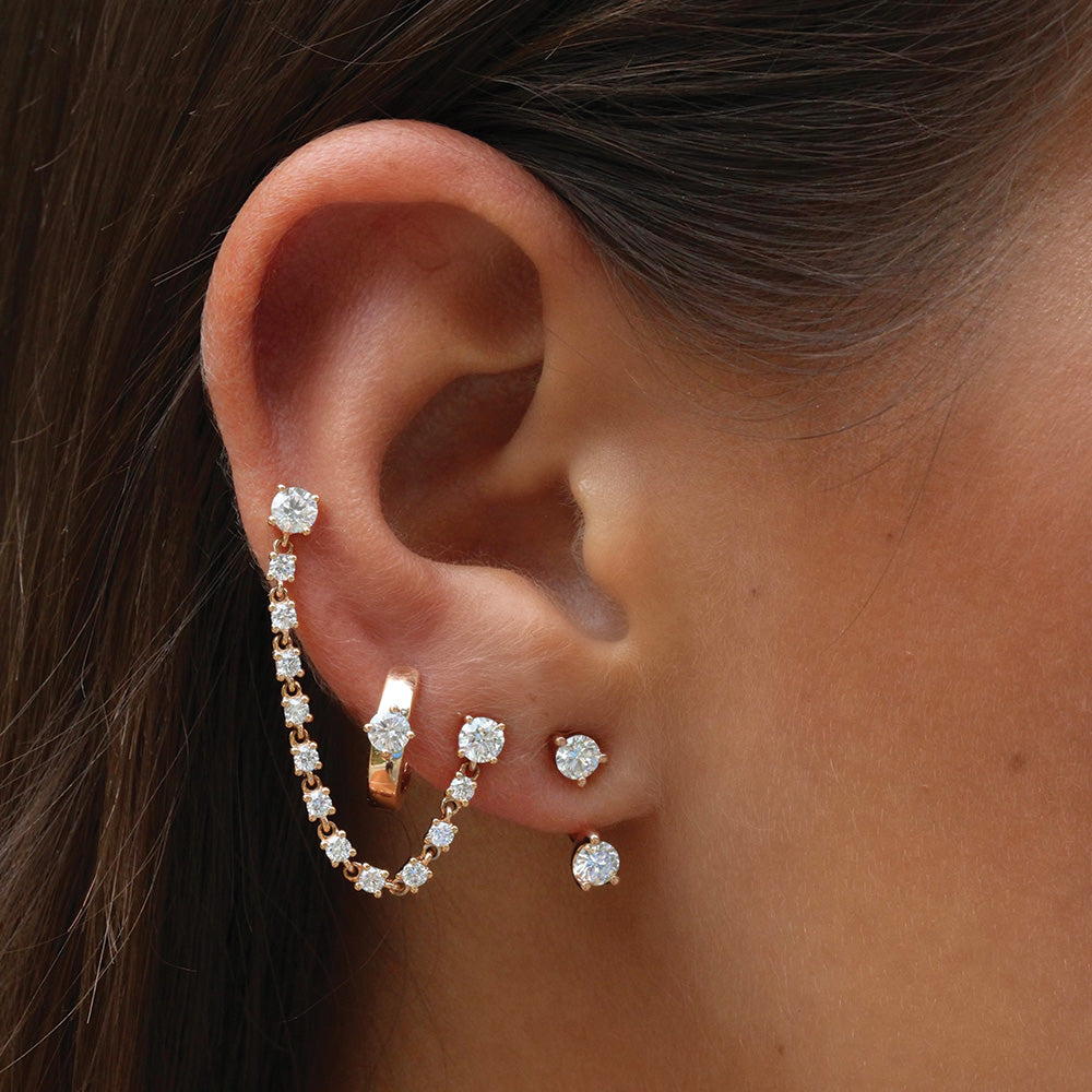 DOUBLE PIERCING DIAMOND LOOP EARRING – Anita Ko