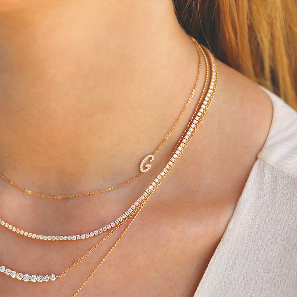 SINGLE DIAMOND INITIAL NECKLACE – Anita Ko