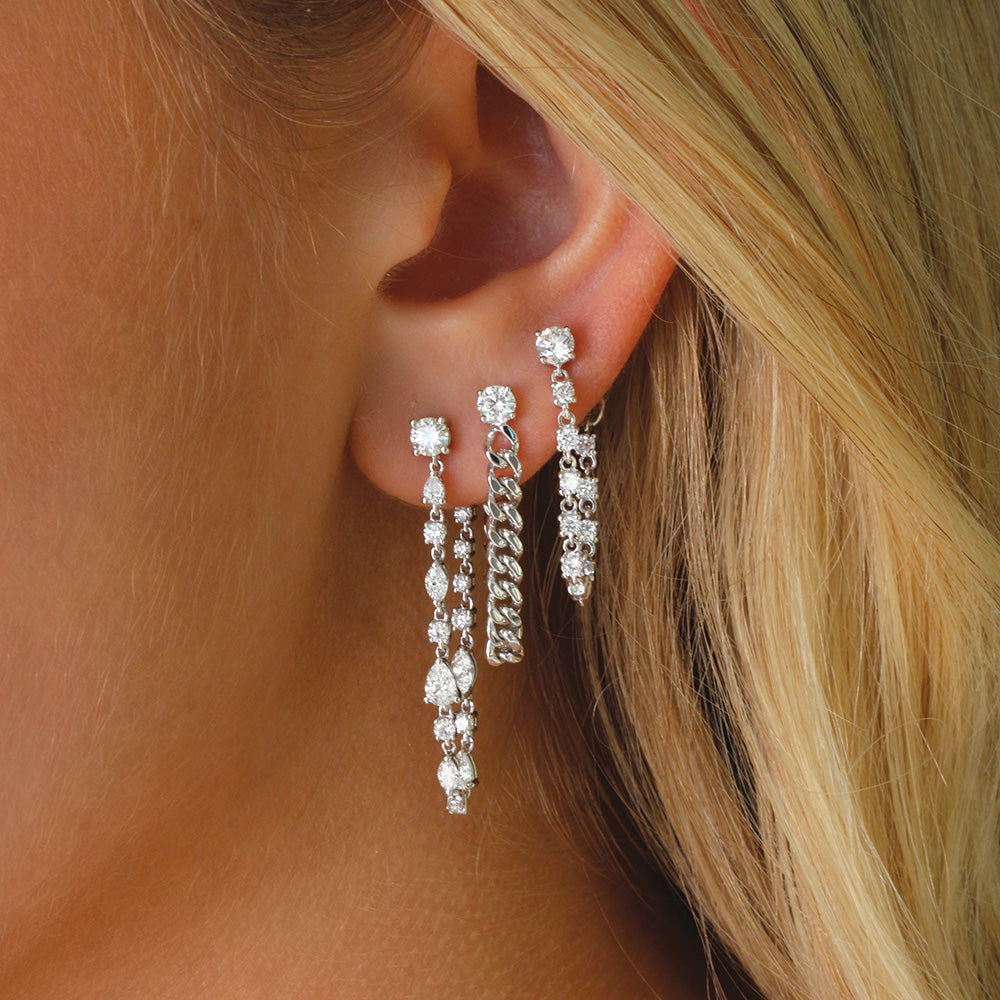 LONG MULTI SHAPED DIAMOND LOOP EARRINGS – Anita Ko