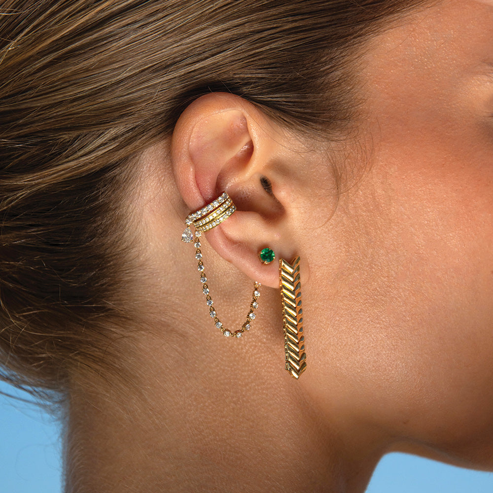SINGLE ROW DIAMOND EAR CUFF WITH ROPE DIAMOND CHAIN – Anita Ko