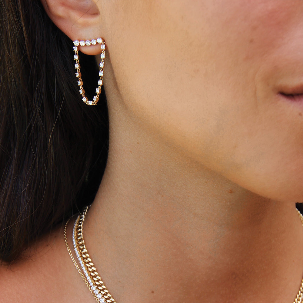 BAR DIAMOND LOOP EARRINGS – Anita Ko
