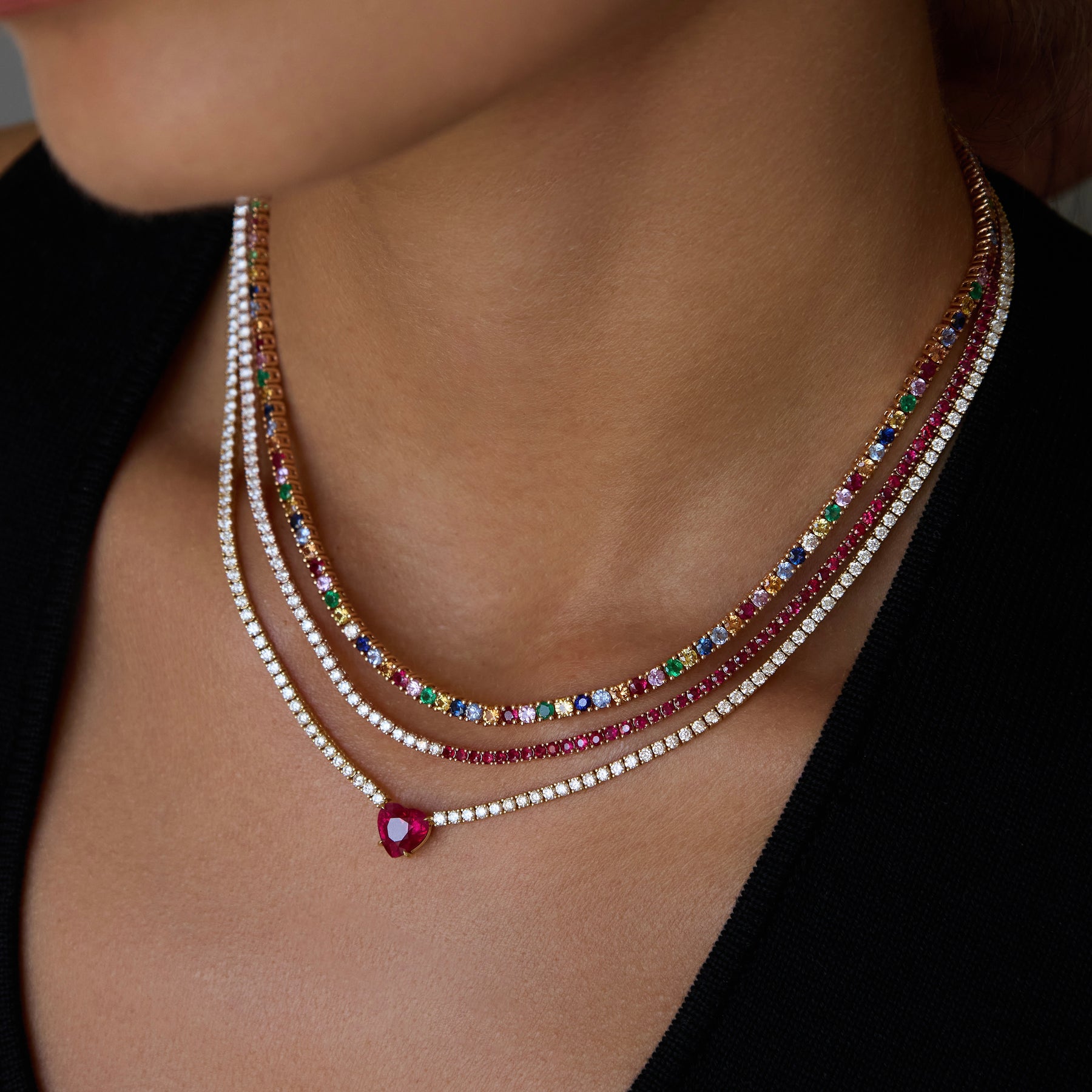 DIAMOND AND RUBY HEPBURN CHOKER 16" – Anita Ko