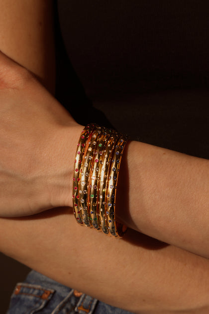 MULTI COLOR GEMSTONE AND DIAMOND COSMO ORION OVAL BANGLE – Anita Ko