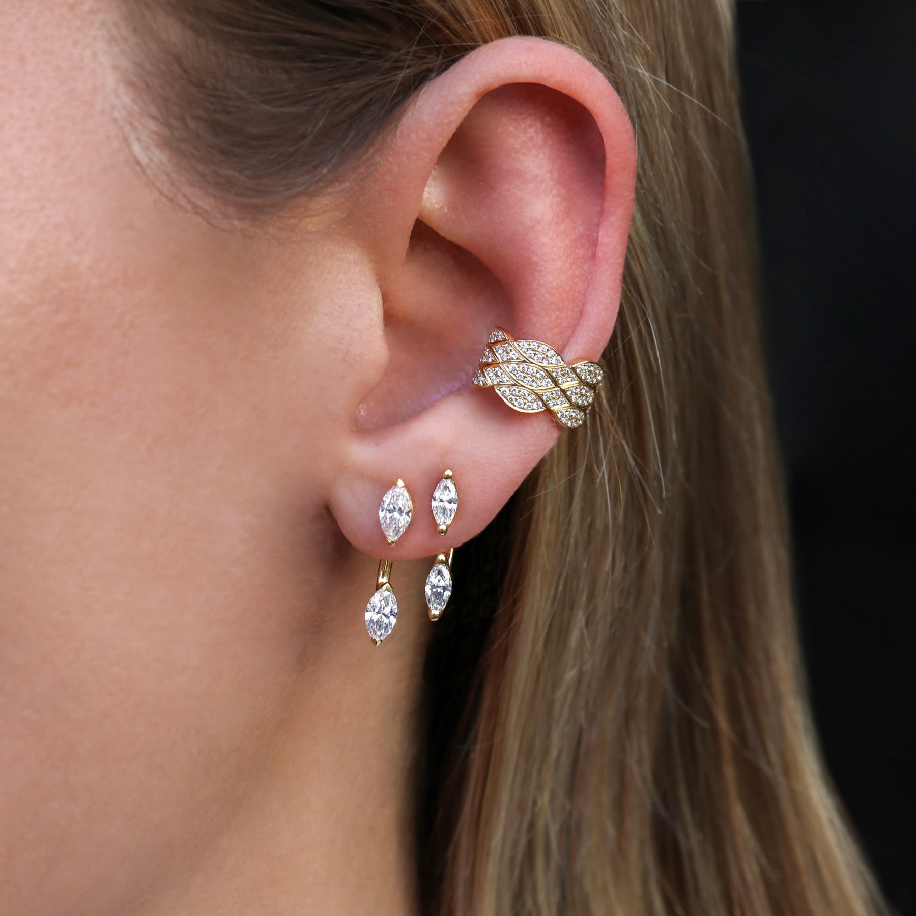 LARGE MARQUISE DIAMOND ORBIT EARRING – Anita Ko