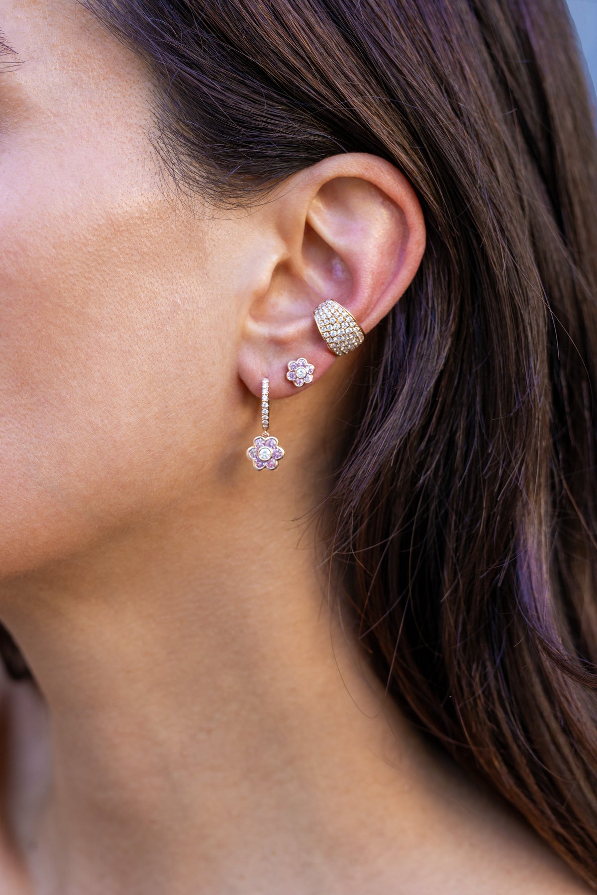 SMALL PINK SAPPHIRE FLORA STUDS – Anita Ko
