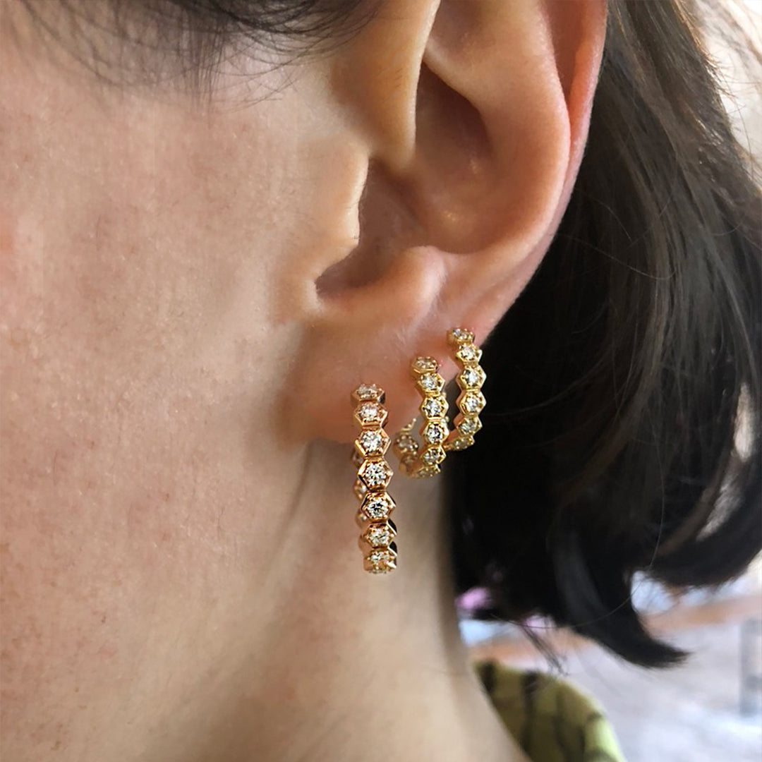 SMALL DIAMOND HONEYCOMB HOOPS – Anita Ko