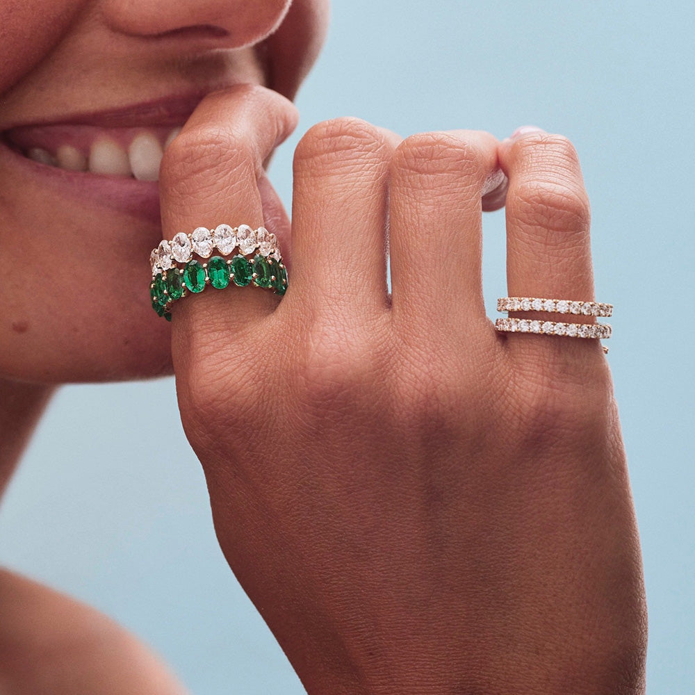 OVAL SHAPED EMERALD ETERNITY BAND – Anita Ko