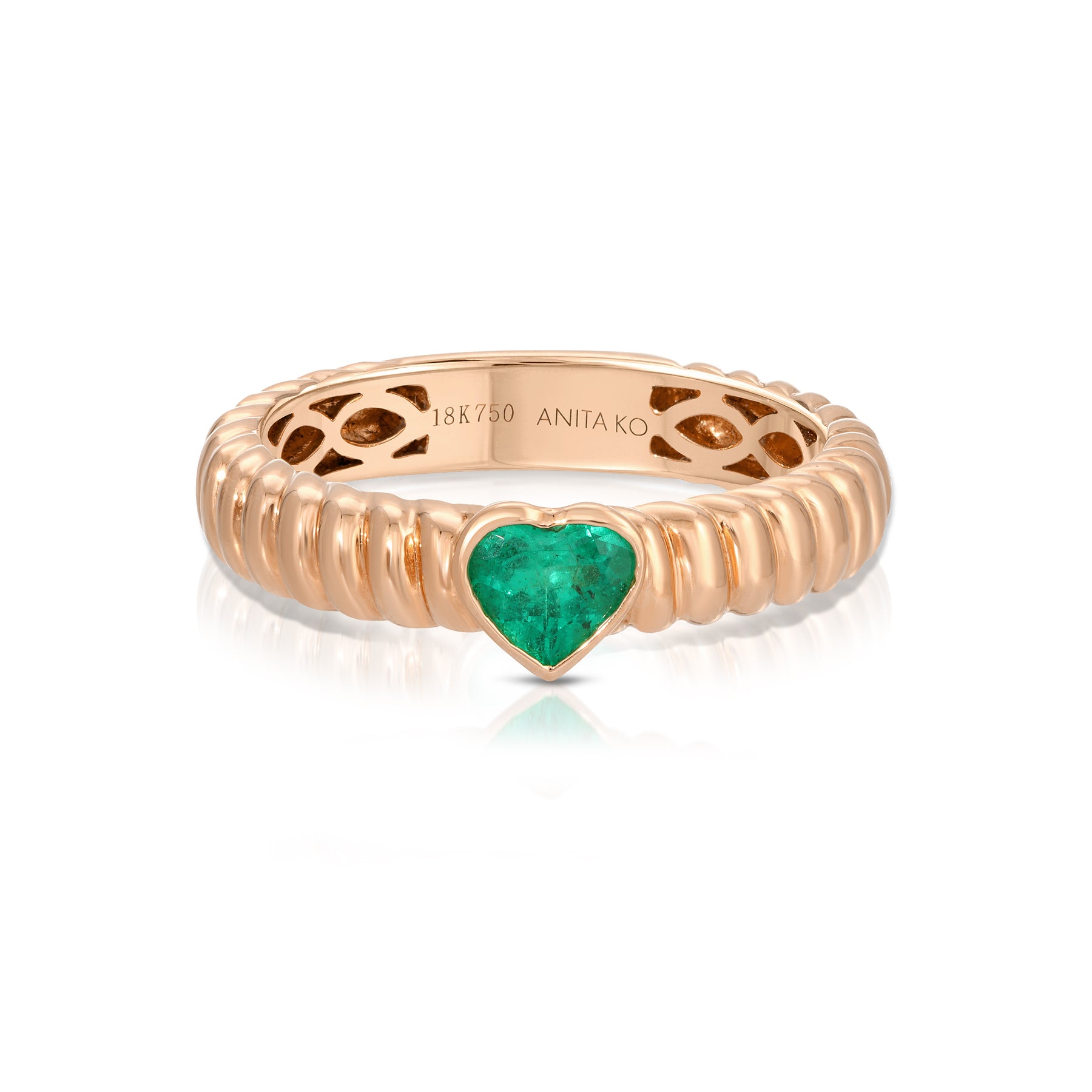 THIN ZOE RING WITH EMERALD HEART – Anita Ko