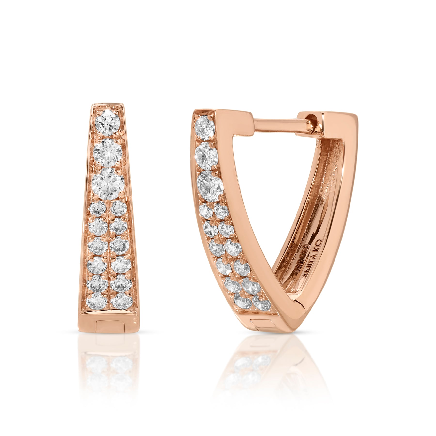 TRIANGLE SHAPED 2 ROW DIAMOND HUGGIES – Anita Ko