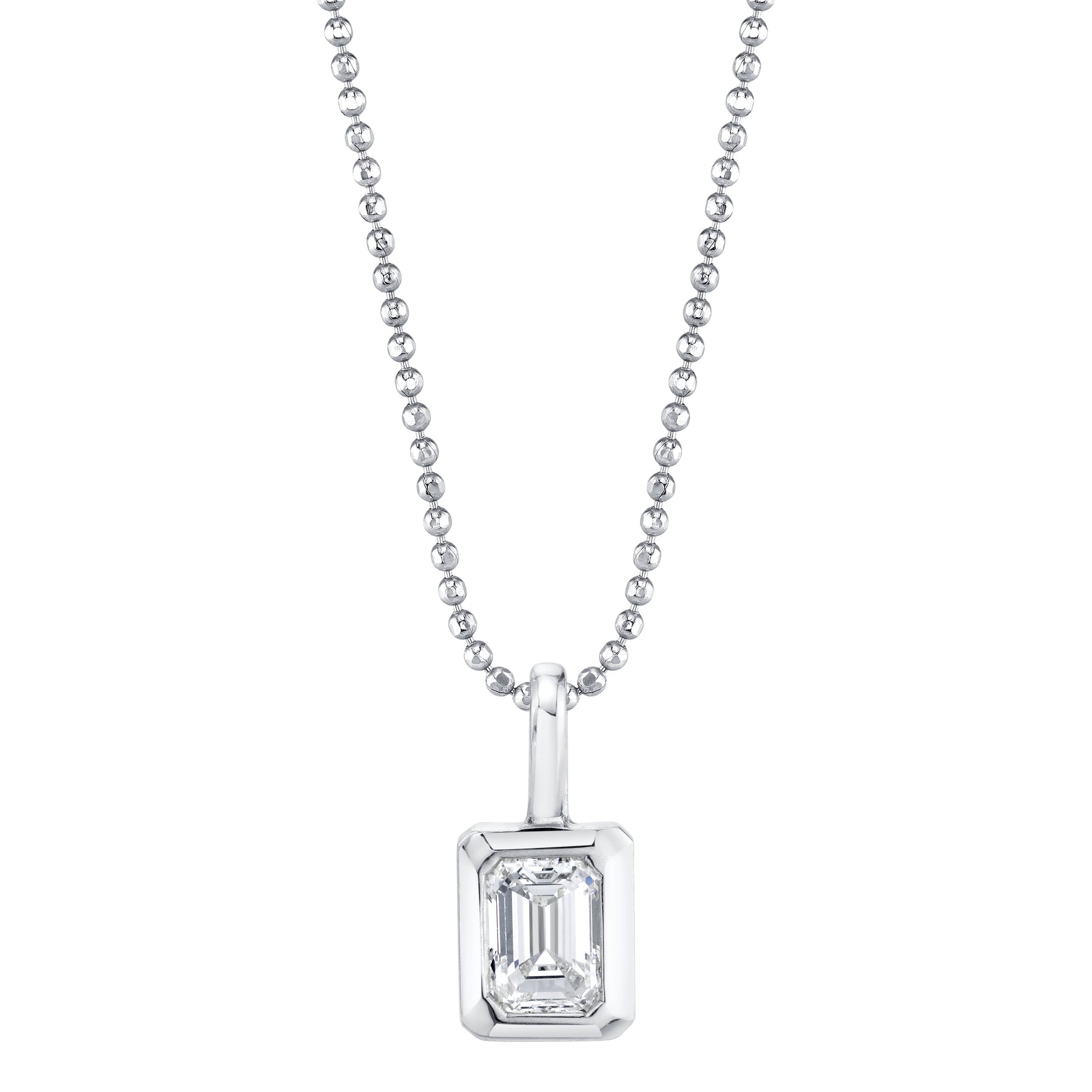 BEZELED EMERALD CUT DIAMOND PENDANT – Anita Ko