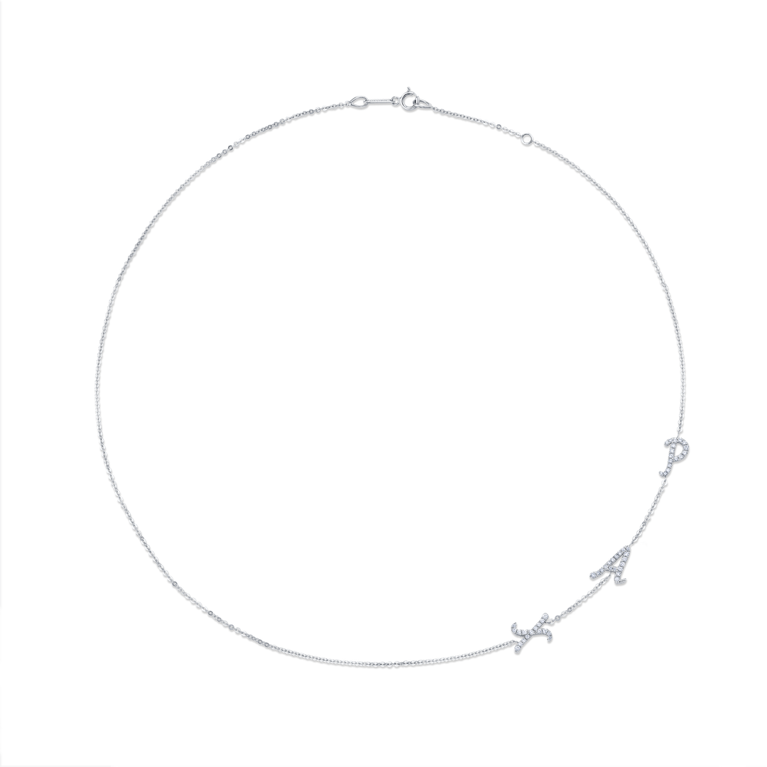Triple Diamond Initial Necklace Yellow Gold Y at Anita Ko