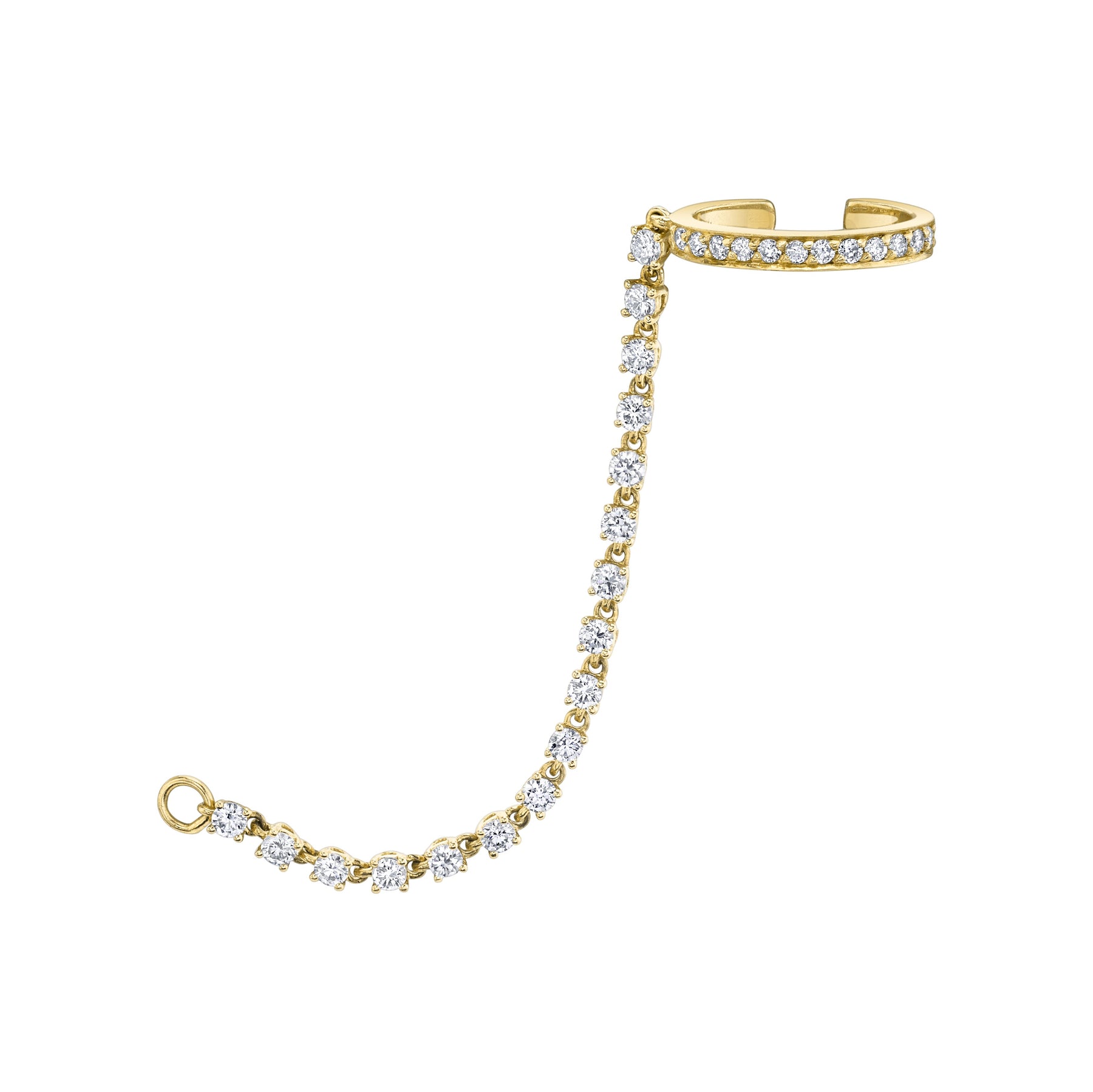 SINGLE ROW DIAMOND EAR CUFF WITH ROPE DIAMOND CHAIN – Anita Ko