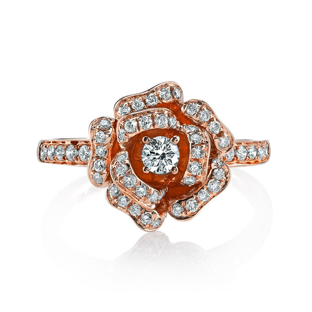 ROSE GOLD DIAMOND ROSE FLOWER RING – Anita Ko