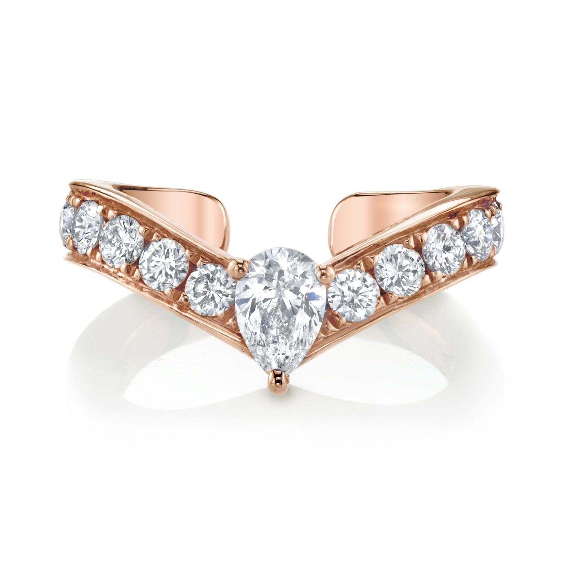 CURVED DIAMOND EAR CUFF WITH PEAR DIAMOND CENTER – Anita Ko