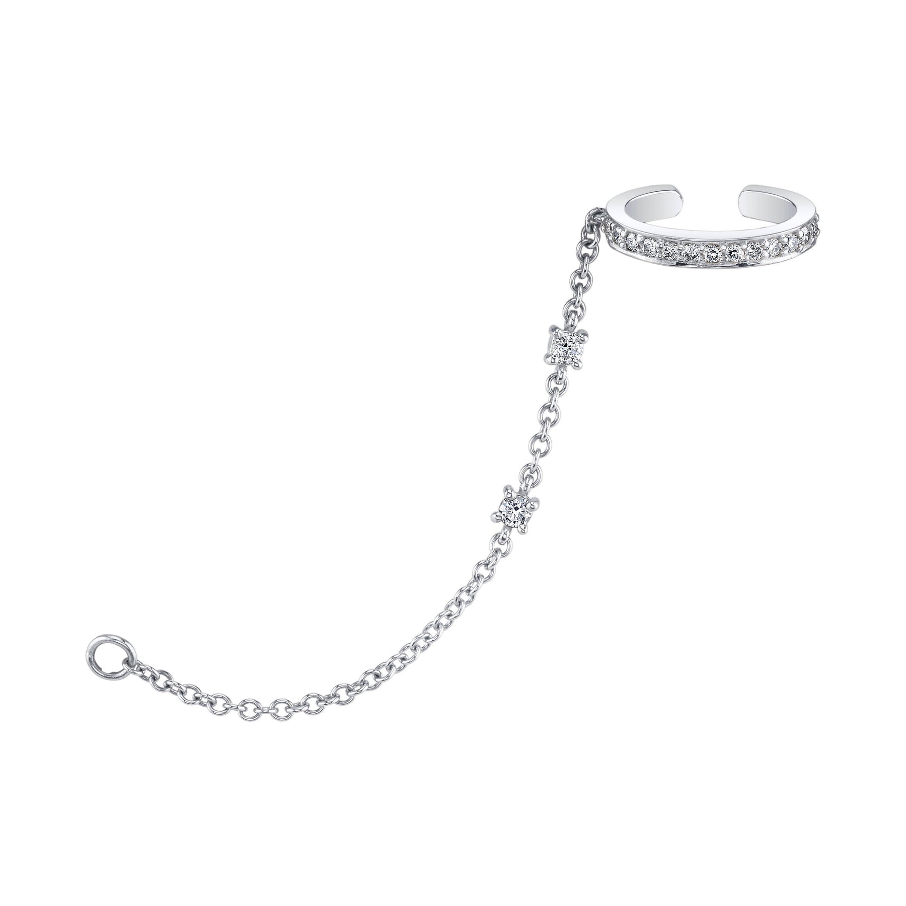 SINGLE ROW DIAMOND EAR CUFF WITH DIAMOND CHAIN – Anita Ko