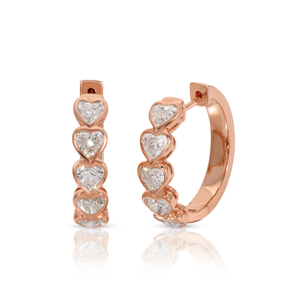MEDIUM BEZEL HEART DIAMOND HOOPS – Anita Ko
