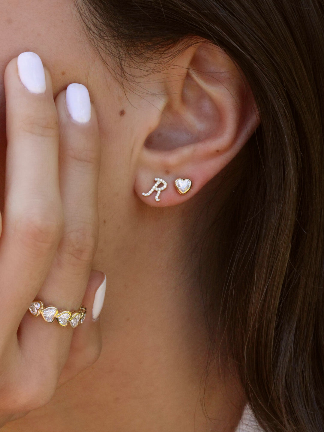 Letter stud earrings store