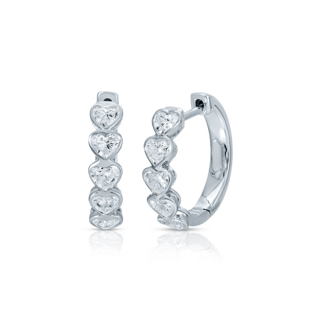 SMALL BEZEL HEART DIAMOND HOOPS – Anita Ko