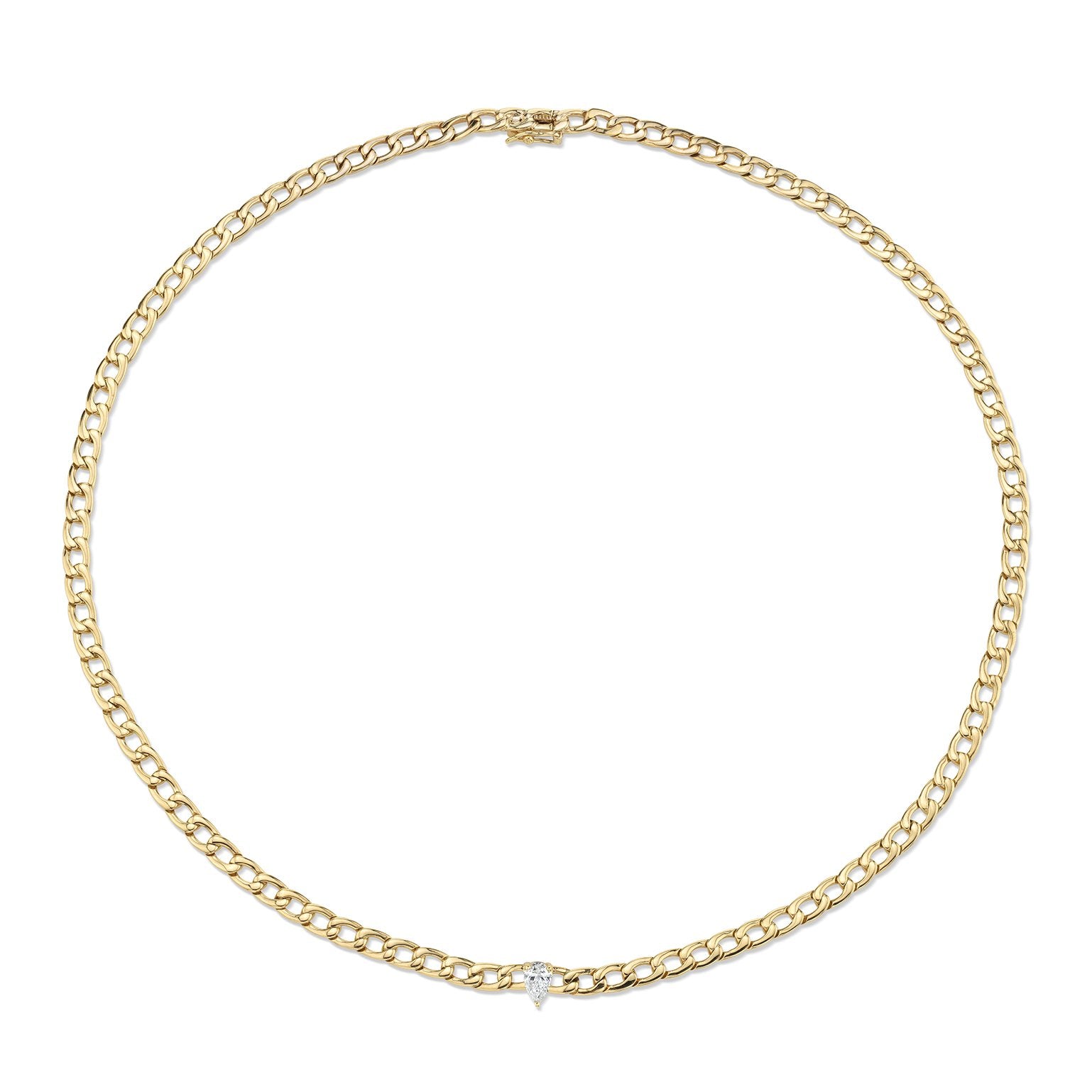 CHAIN LINK CHOKER WITH PEAR DIAMOND CENTER – Anita Ko