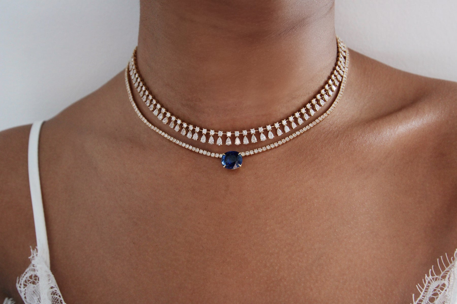 ROUND AND PEAR DIAMOND SHAKER NECKLACE – Anita Ko